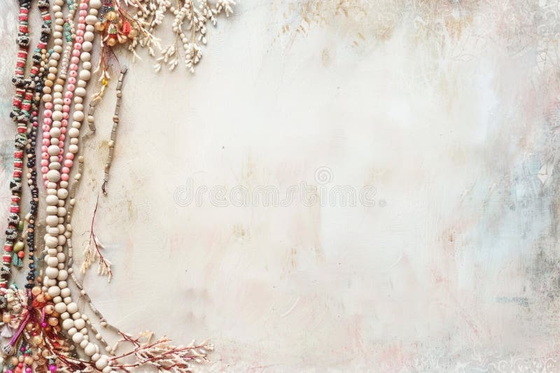 Rustic Boho Background | Elegant Beige Texture with Natural Beads and ...
