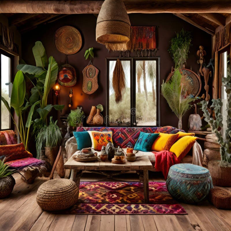 Bohemian Elements Like Natural Textures Eclectic Patterns Stock ...
