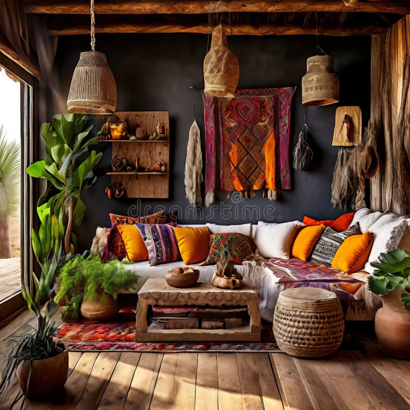 Rustic Boho Rustic Design with Bohemian Elements Like Natural Stock ...