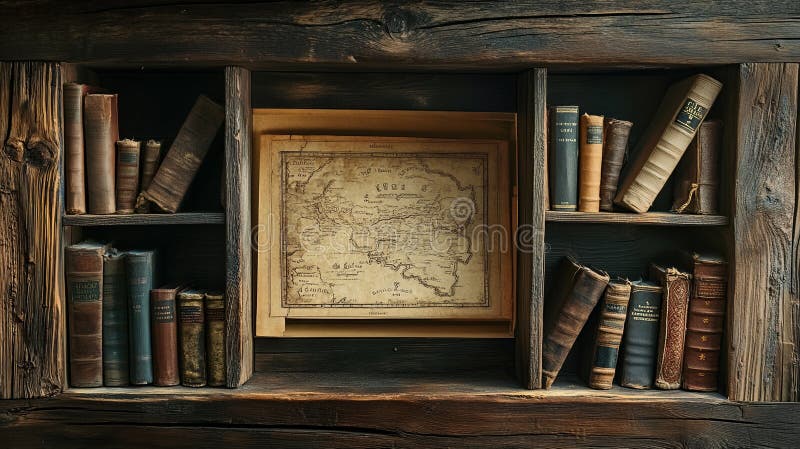 A Rustic Bookshelf with a Hidden Compartment Revealed, Showing a Secret ...