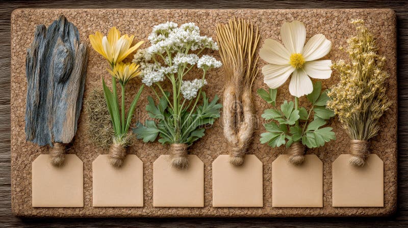 Rustic Botanical Flat Lay: Dried Flowers and Natural Textures on ...