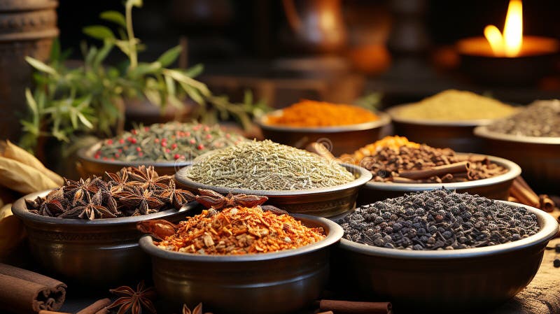 A Rustic Bowl Full of Aromatic Spices Stock Illustration - Illustration ...