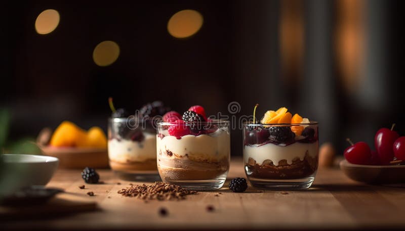 Rustic Bowl of Homemade Parfait with Fresh Berry and Granola Generated ...