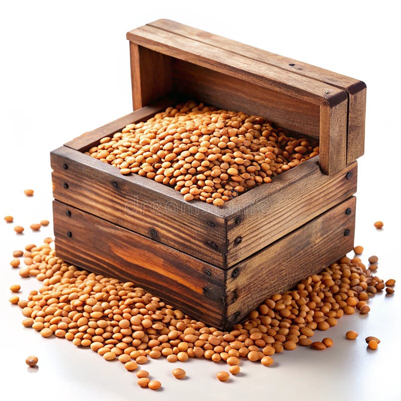 Rustic Box with Lentils Spilling Out Stock Illustration - Illustration ...