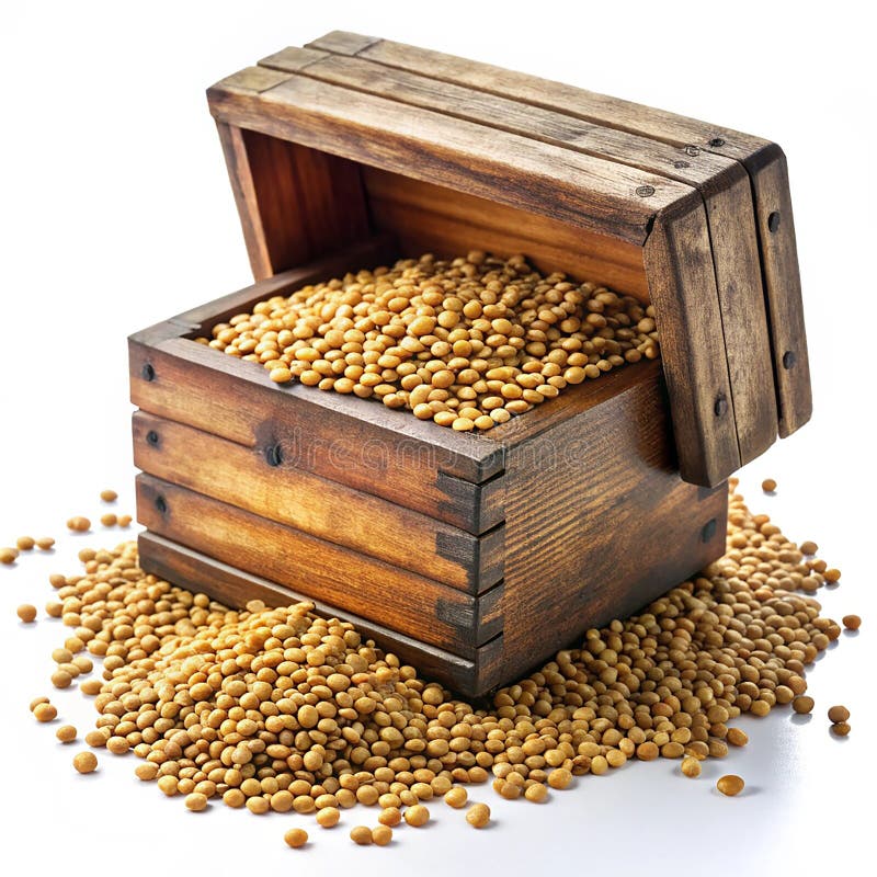 Rustic Box with Lentils Spilling Out Stock Illustration - Illustration ...