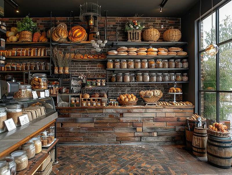 Rustic Bread Bakery with a Wood-fired Oven and Artisan Loaves Stock ...