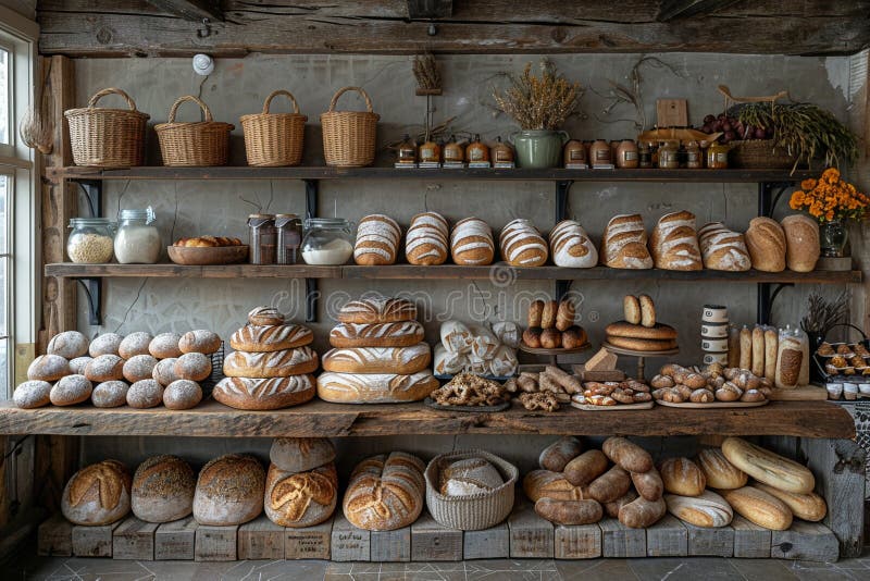 Rustic Bread Bakery with a Wood-fired Oven and Artisan Loaves Stock ...