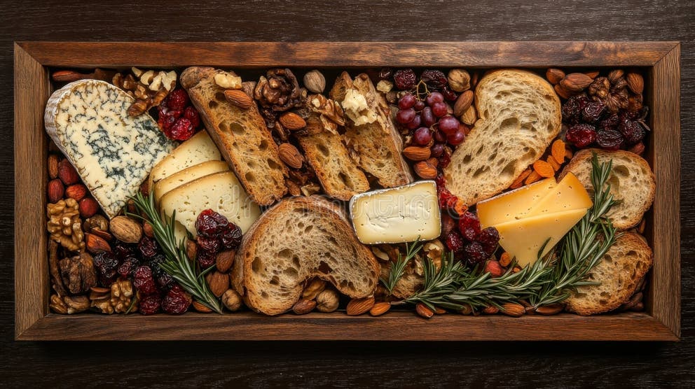 Rustic Bread and Cheese Frame a Frame Featuring Crusty. Stock Photo ...