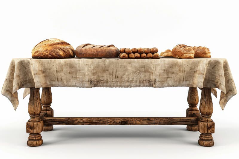 Rustic Bread Display with Various Loaves on Wooden Table Stock ...