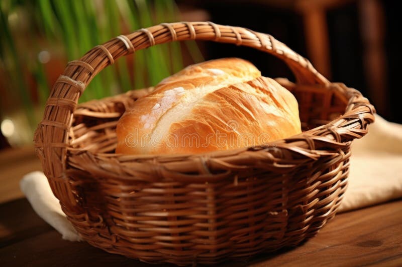 A Rustic Bread Loaf in a Bamboo Basket Stock Photo - Image of bamboo ...