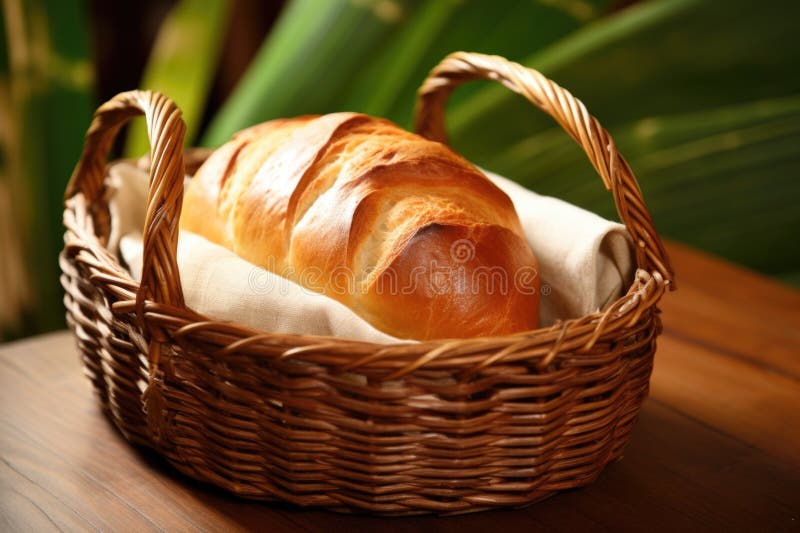 A Rustic Bread Loaf in a Bamboo Basket Stock Illustration ...