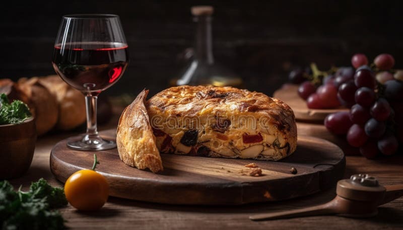 Rustic Bread, Meat, Cheese Perfect Picnic Spread Generated by AI Stock ...