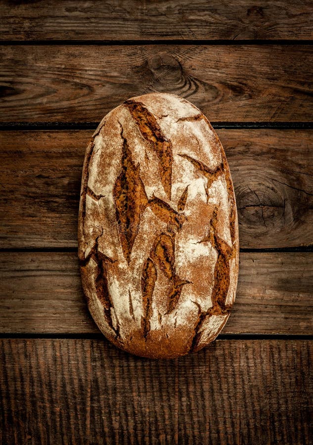 Rustic Bread and Wheat on Vintage Wood Table Stock Image - Image of ...