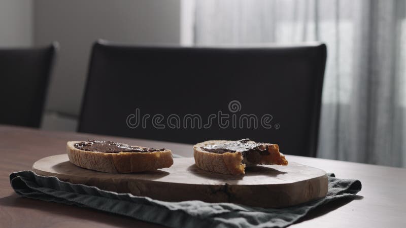 Rustic Bread with Organic Hazelnut Chocolate Spread on Olive Board ...