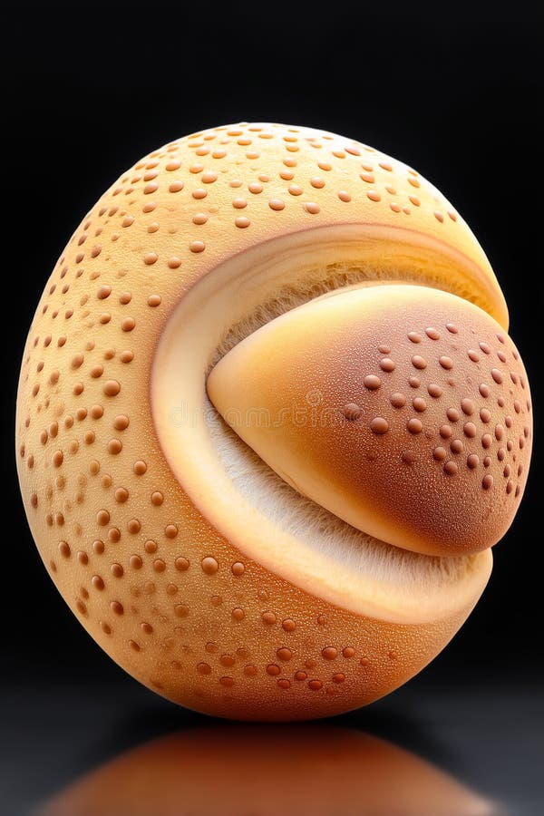 Rustic Bread Roll with Crust Bubbles Rests Alone on Clean White ...