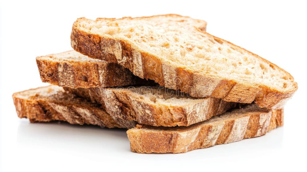 Rustic Bread Stack: Sliced Freshness on White Background Stock Photo ...