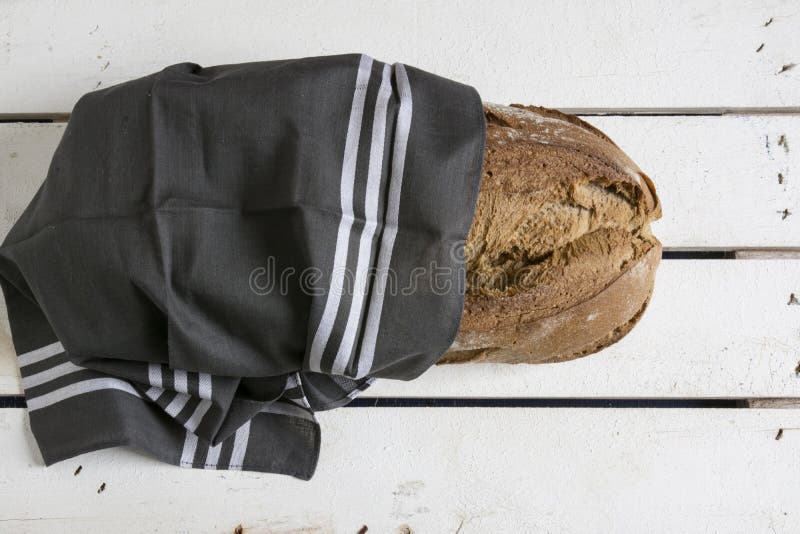 Rustic Bread, Wrapped in Striped Fabric Stock Image - Image of striped ...