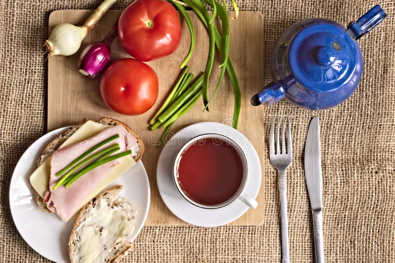 Top View of Rustic Breakfast. Stock Image - Image of concept, chive ...