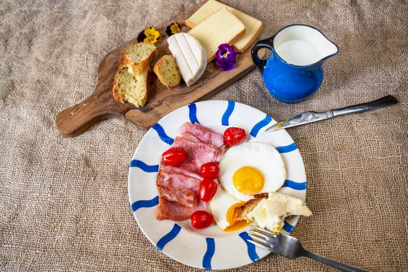Rustic Breakfast on Dairy Farm Stock Photo - Image of food, diet: 219680310