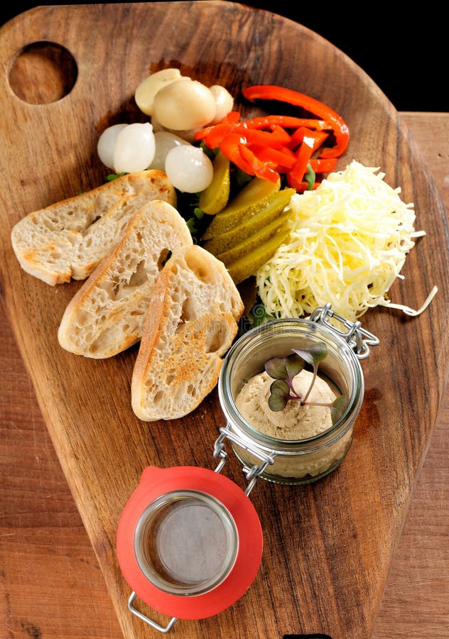 Rustic Breakfast. Sandwich with Liver Pate, Spring Vegetables Stock ...