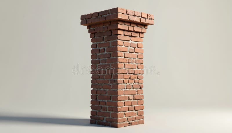 Rustic Brick Pillar with Classic Masonry Construction. Red, Brown ...