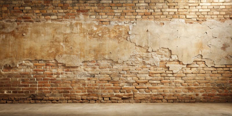 Rustic Brick Wall Background with Aged Plaster Showing Texture and Time ...