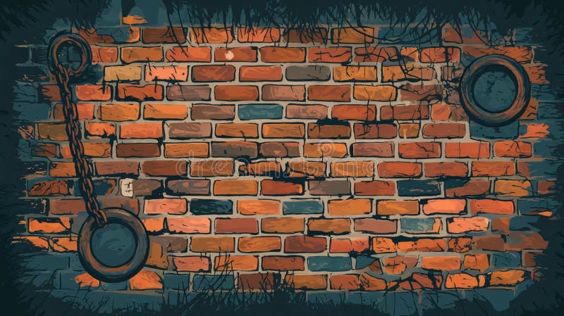 Rustic Brick Wall Background with Chains and Good Resolution Stock ...