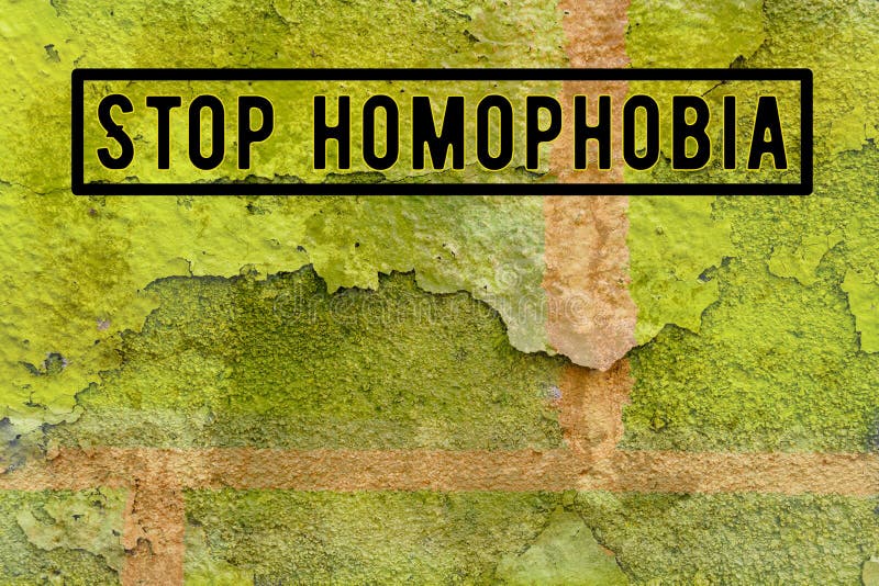 Rustic Brick Wall with Sign Stop Homophobia Stock Image - Image of ...