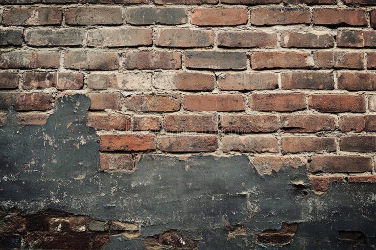 Rustic Brick Wall with Weathered Texture and Aging Mortar. AI Generated ...