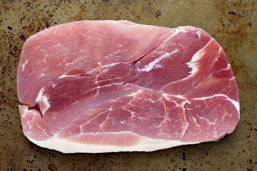 Rustic British Uncooked Gammon Steak Stock Photo - Image of meat, color ...