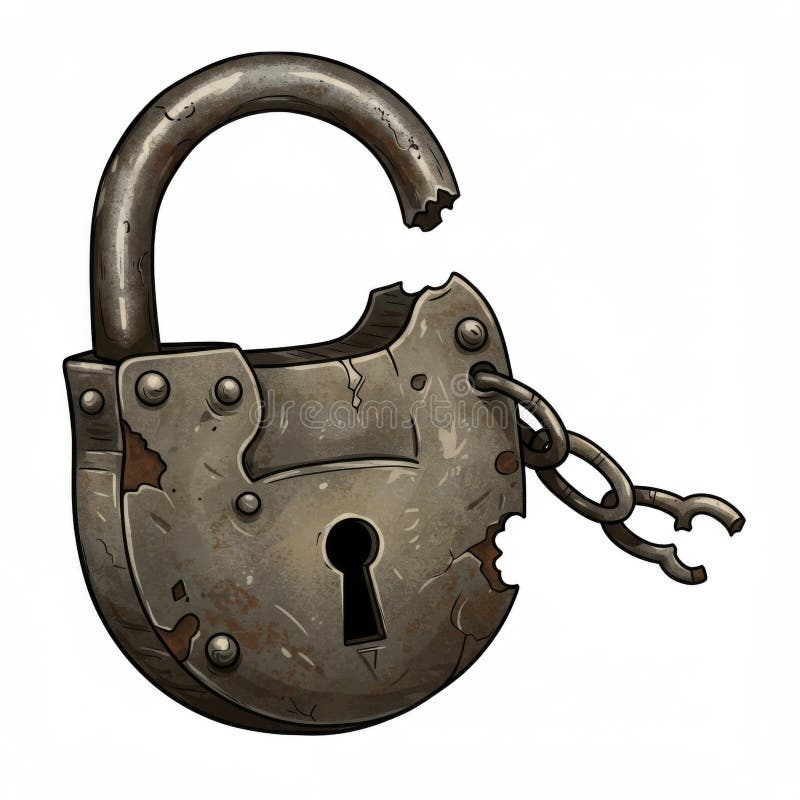 Rustic Broken Metal Lock with Chain Pixel Art Stock Illustration ...