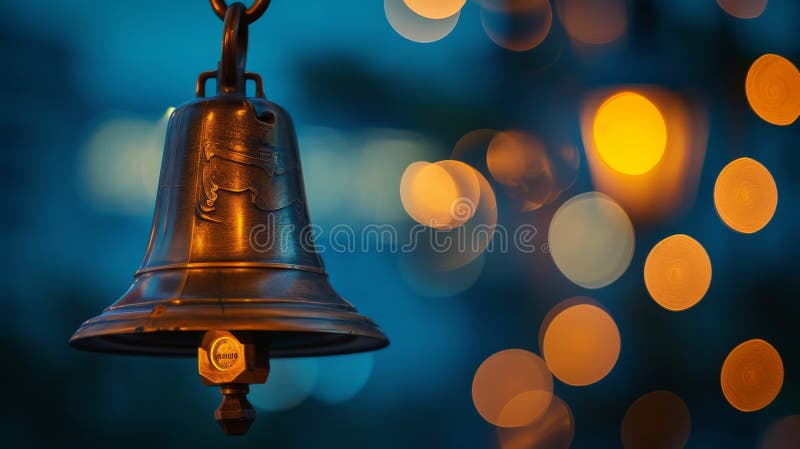 Rustic Bronze Bell with Glowing Bokeh in a Serene Setting Stock Photo ...