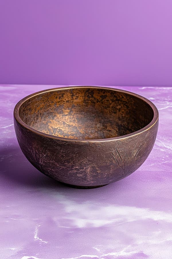 Rustic Bronze Bowl on a Purple Surface. Stock Illustration ...