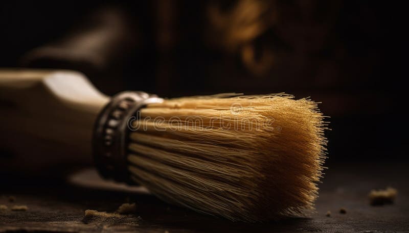 Rustic Broom Handle Made of Timber, Sweeping Dust Indoors Generated by ...