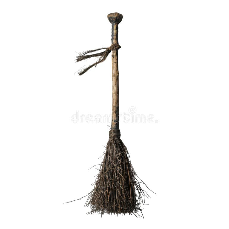 A Rustic Broom with a Knotted Handle Stock Photo - Illustration of ...