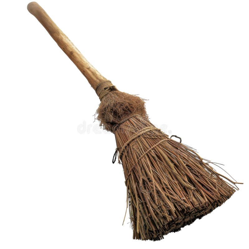 Rustic Broom with Twisted Wooden Handle Stock Image - Illustration of ...