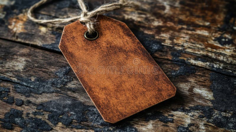Rustic Brown Blank Tag on Weathered Wood Stock Illustration ...