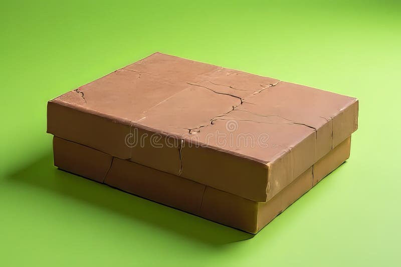 Rustic Brown Cardboard Gift Box on Vibrant Lime Green Background a ...