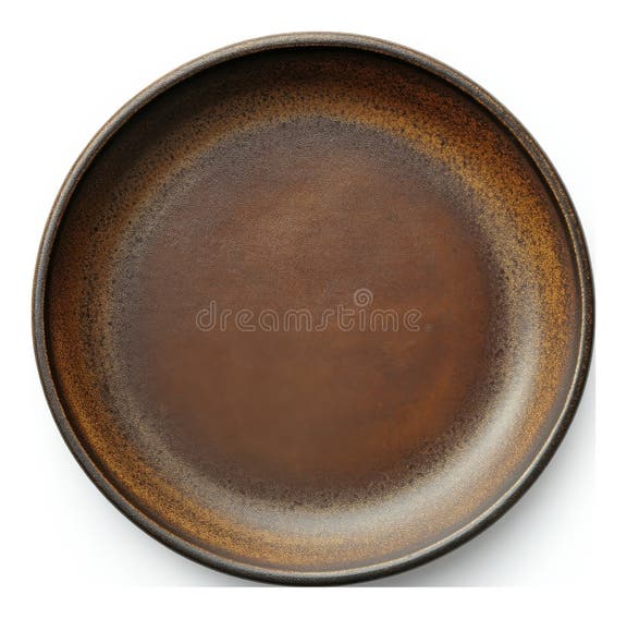 Rustic Brown Ceramic Plate with Gradient Texture, Top View. Minimalist ...