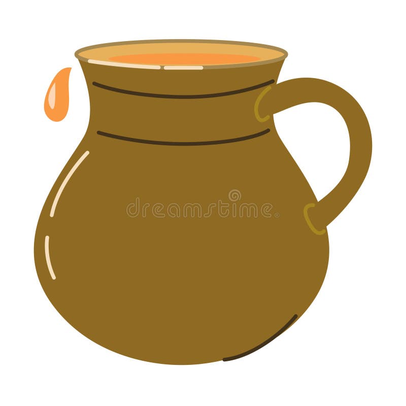 Rustic Brown Clay Pitcher with Handle and Droplet Stock Vector ...