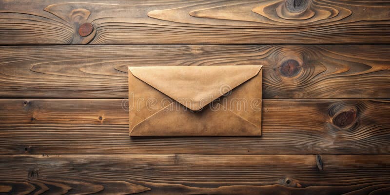 A Rustic Brown Envelope Resting on a Weathered Wooden Surface ...