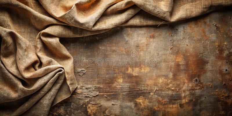 Rustic Brown Fabric Draped Over Weathered Wooden Surface, Ideal for ...