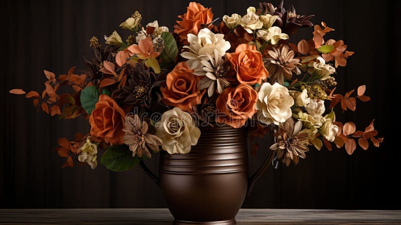 Rustic brown flowers stock illustration. Illustration of mocha - 307637051