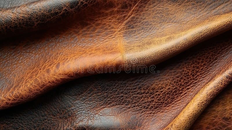Rustic Brown Leather Texture, Draped Fabric, Close-up, Background ...
