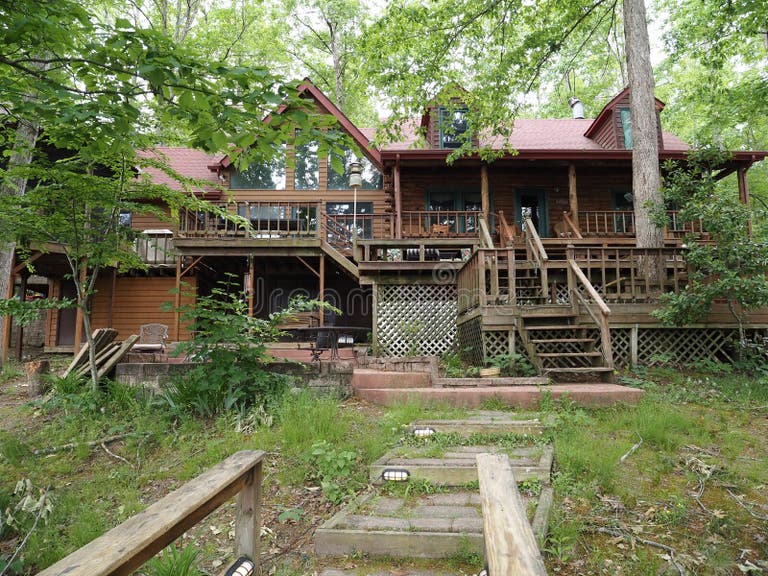 Rustic Log Cabin in the Woods Stock Photo - Image of dark, green: 220362558