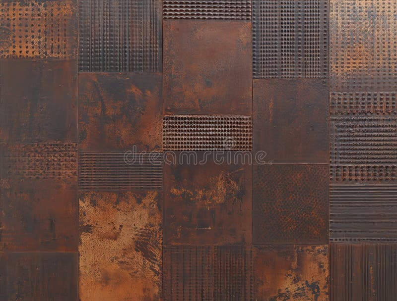 Rustic Brown Metal Tile Texture Stock Image - Image of industrial ...