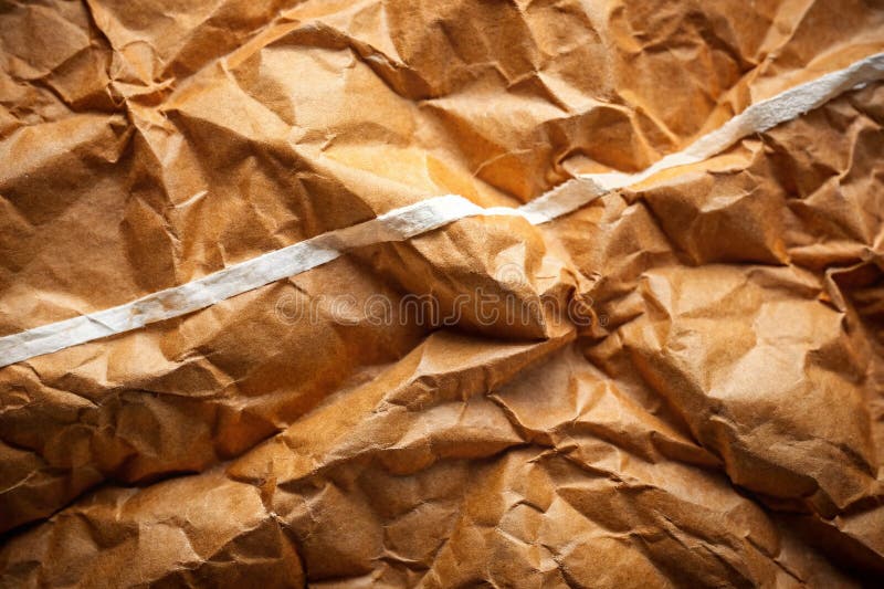 Rustic Brown Paper Note with White Line a Detailed Closeup of a Folded ...