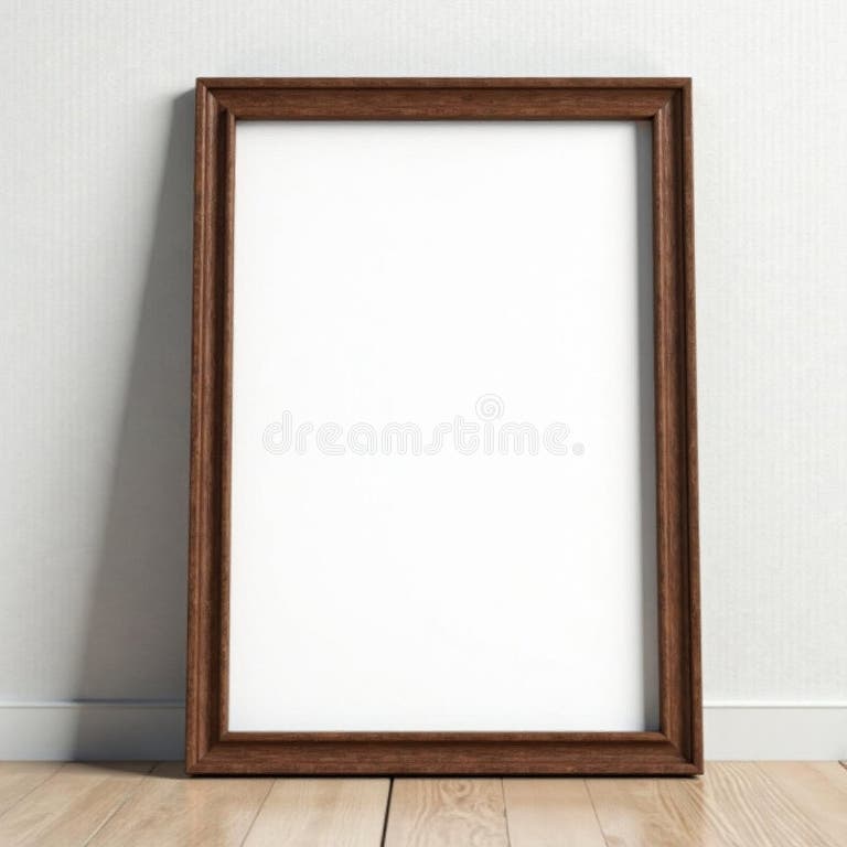 Rustic Brown Wood Frame, Clean White Backdrop, Memory, Blank, Beige ...