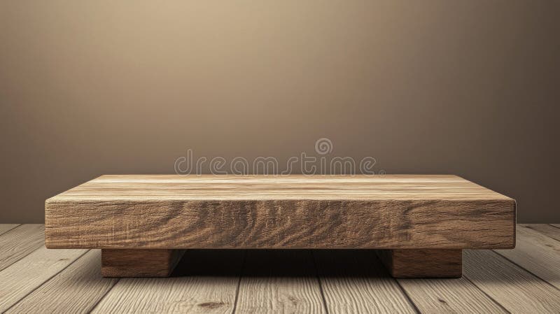Rustic Brown Wooden Platform on Wooden Floor Against Neutral Background ...