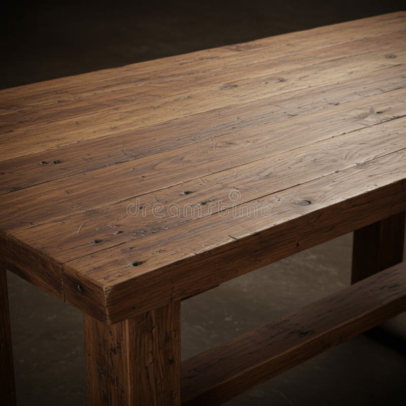 Rustic Brown Wooden Table with Smooth Surface Stock Illustration ...